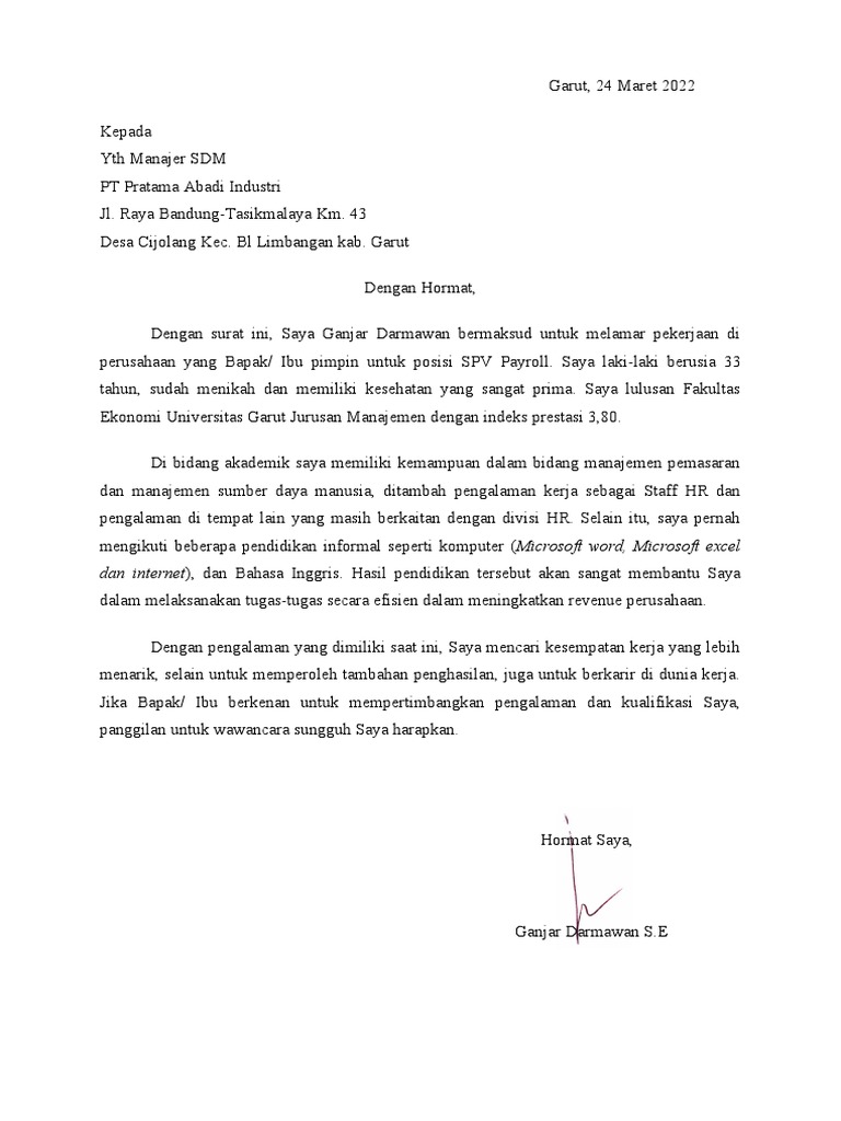 CONTOH SURAT_LAMARAN | PDF