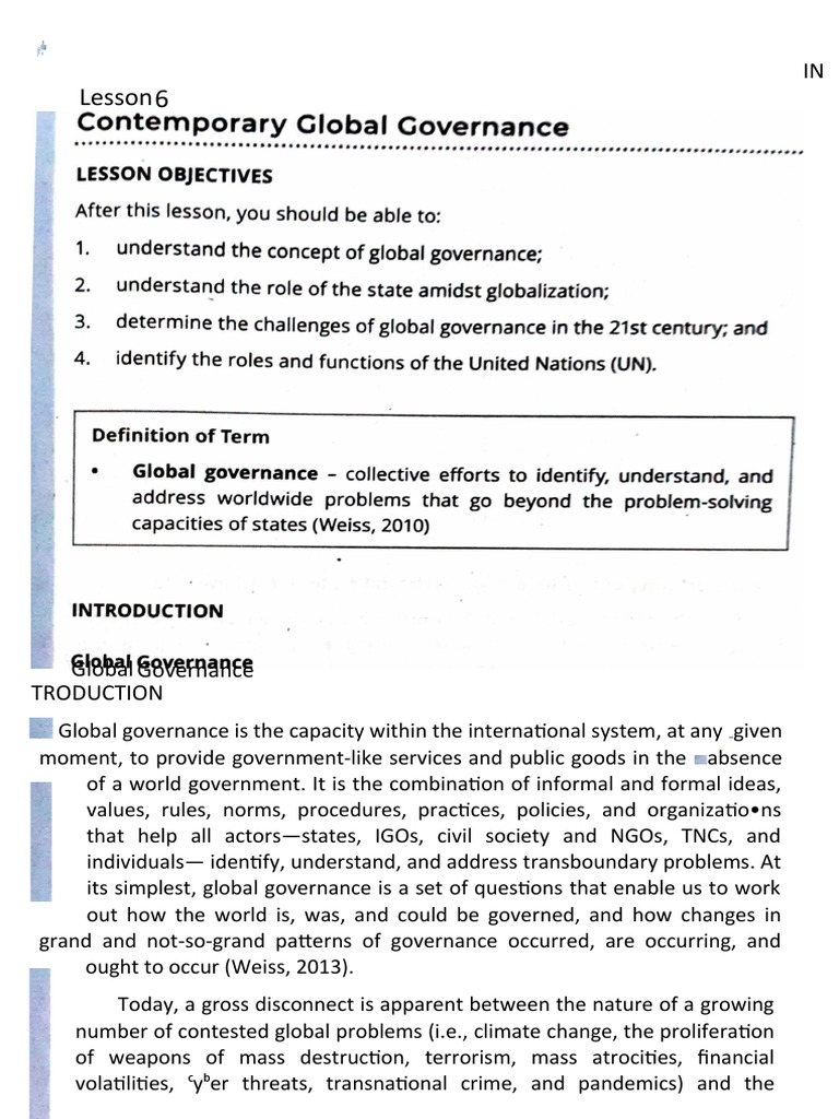 Understanding Global Governance Today | PDF | United Nations ...