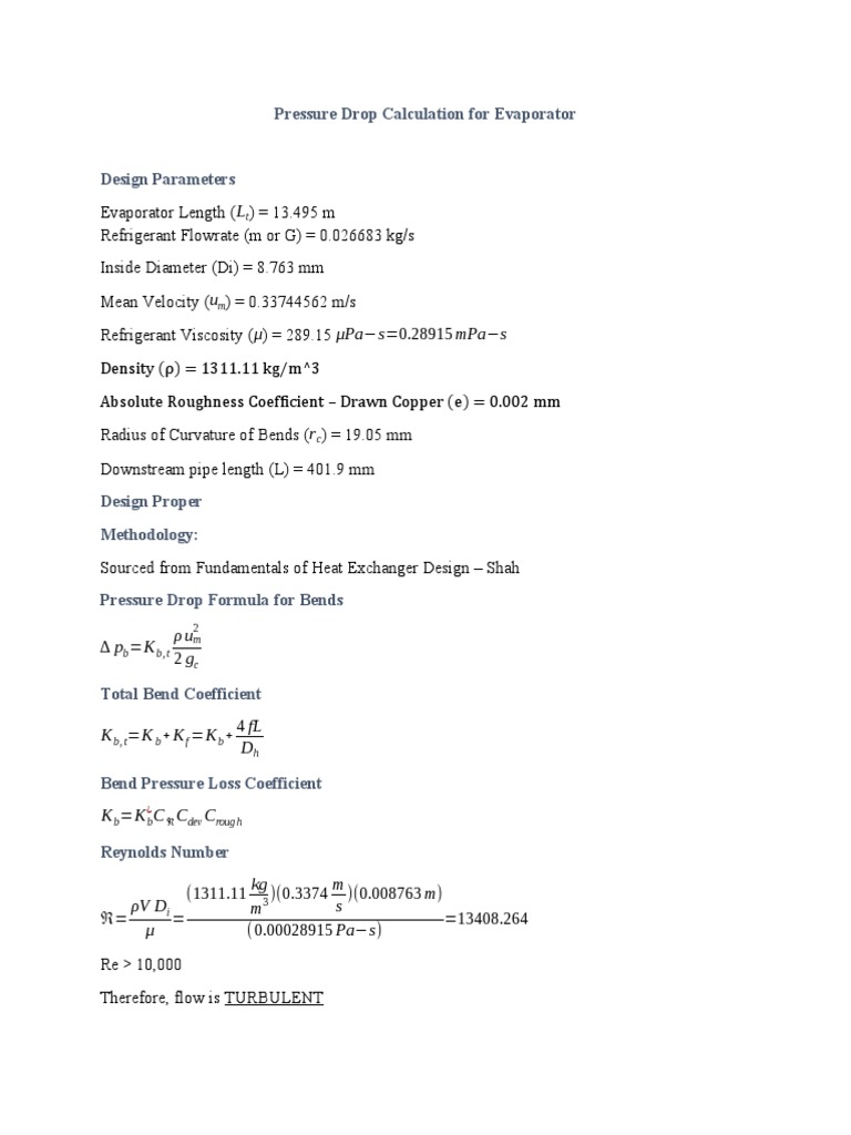 Pressure Drop Calculation For Evaporator | PDF | Fluid Dynamics | Civil ...