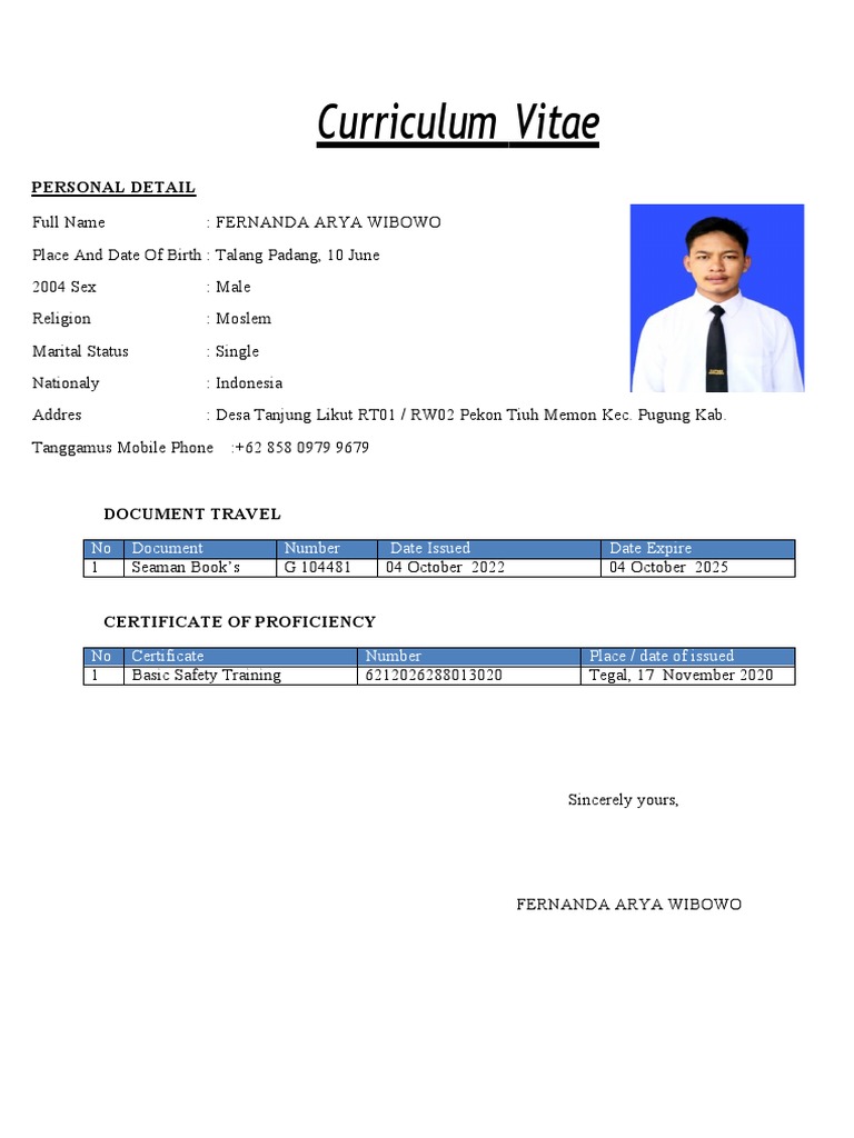 CV-Fernanda Arya Wibowo | PDF