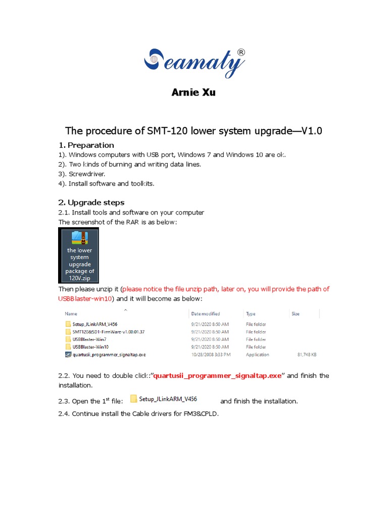 The Procedure of SMT-120 Lower System Upgrade-V1.0 | PDF | Device Driver | Windows 10