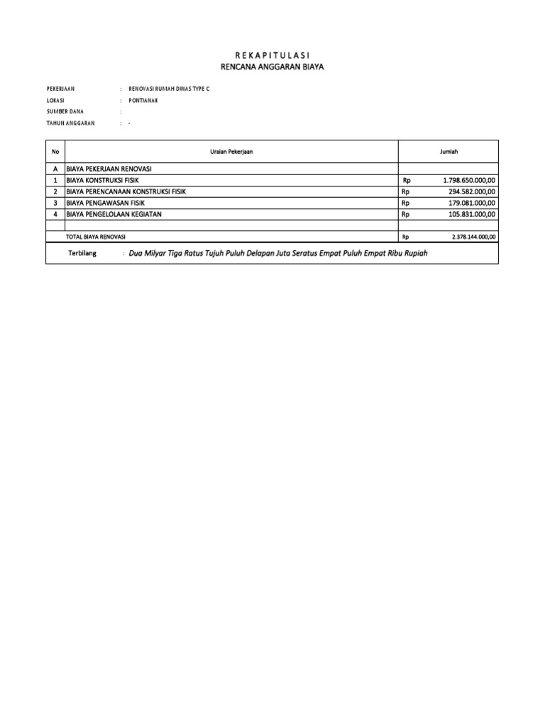 00 Renovasi Rumah Dinas Type C | PDF