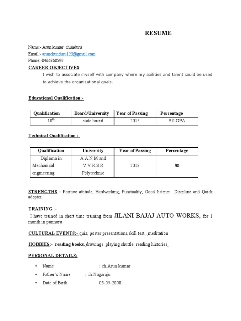 Arun Kumar Resume | PDF