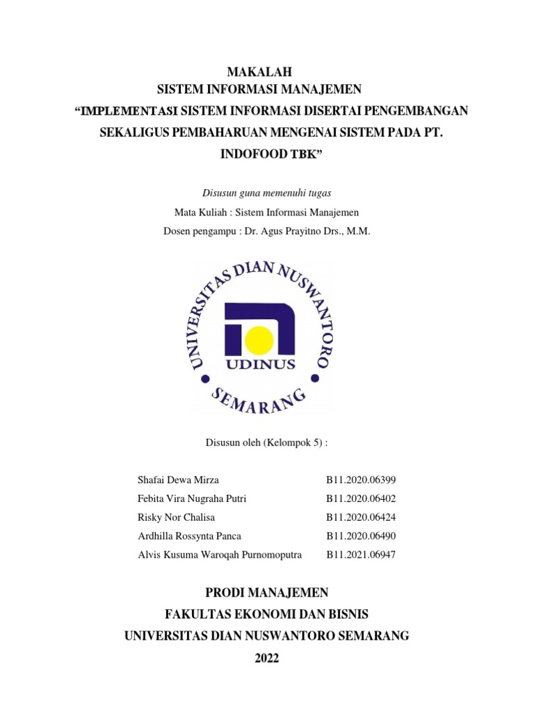 MAKALAH FINAL Sistem Informasi Manajemen - KELOMPOK 5 | PDF MAKALAH FINAL Sistem Informasi Manajemen - KELOMPOK 5 | PDF