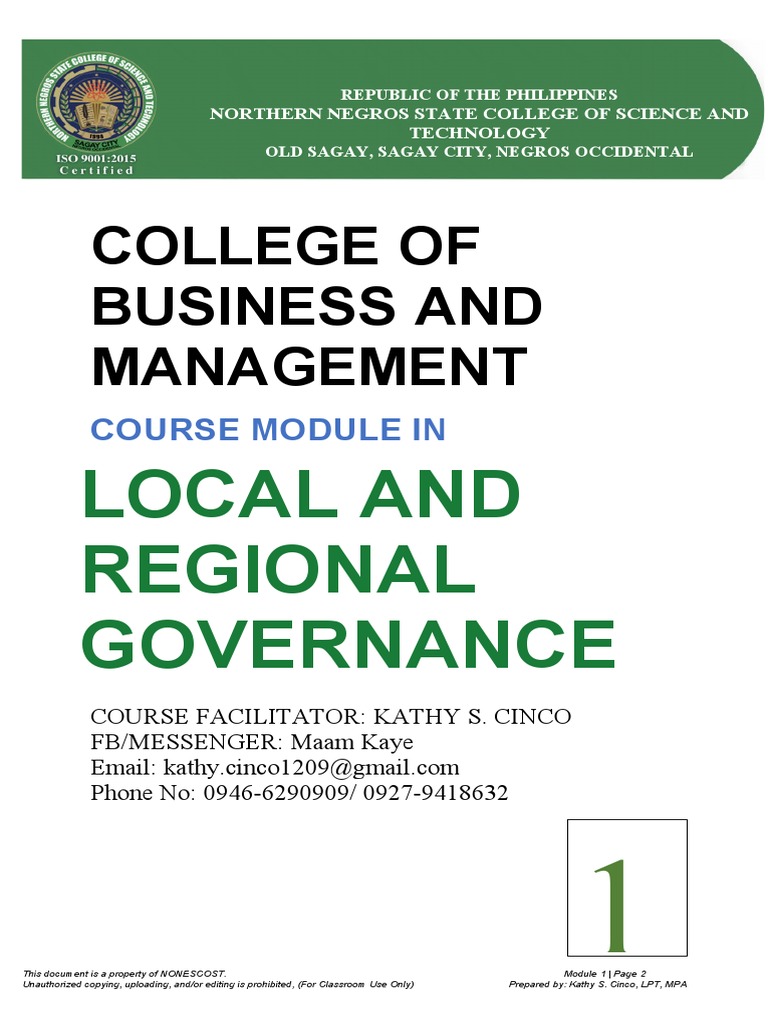 Local and Regional Governance Module | PDF | Government