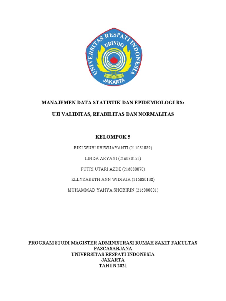 Manajemen Data Statistik Dan Epidemiologi Rs Uji Validitas Reabilitas 0578