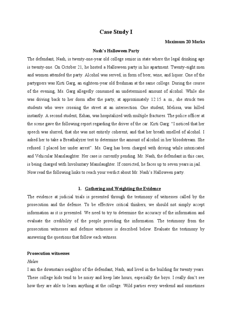 .Case Study 1 - Criminal Psychology | PDF | Witness | Alcoholism