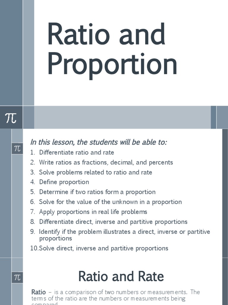 Ratio and Proportion | PDF | Ratio | Odds