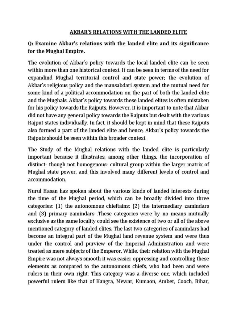 Akbar's Policy of Integration: Gaining the Support of the Landed Elite ...