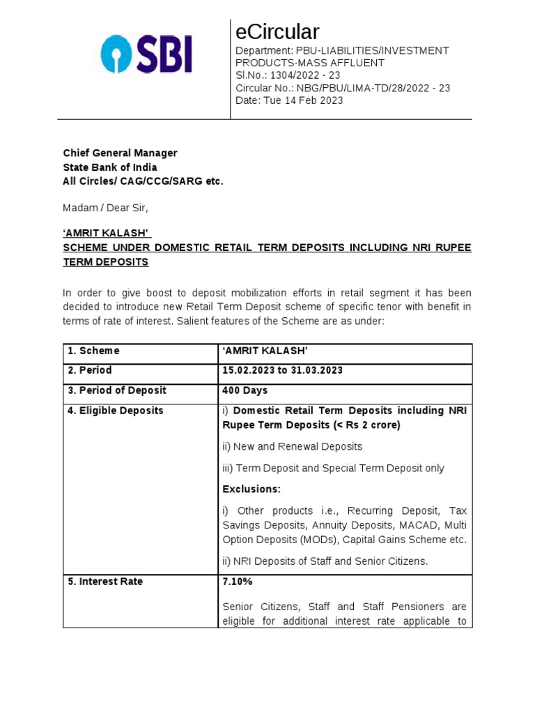 Amrit Kalash Deposit For 400 Days Pdf Interest Economies