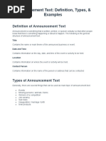 Generic Structure and Example of Announcement in English | PDF ...