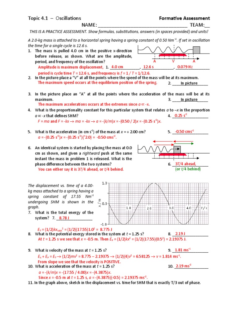Oscillation Practice Assessment | PDF | Velocity | Oscillation