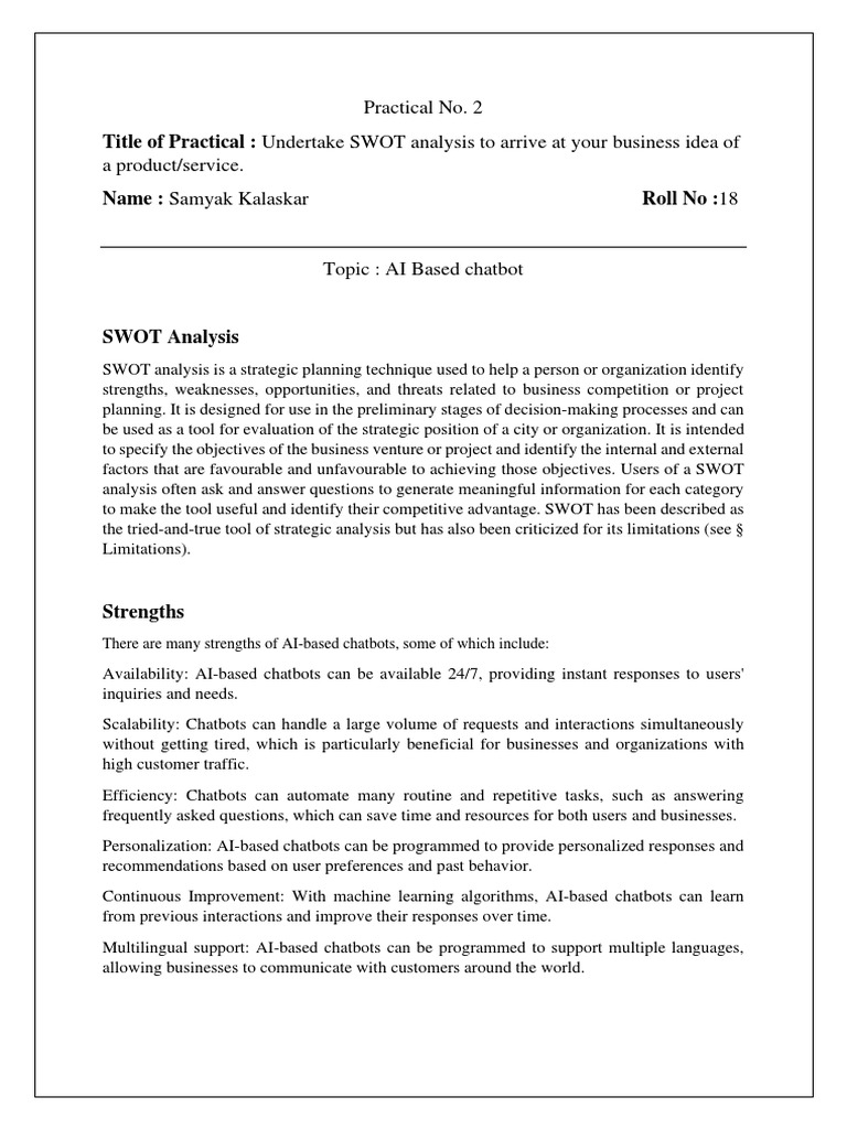 Practical No 2 | PDF | Swot Analysis | Artificial Intelligence
