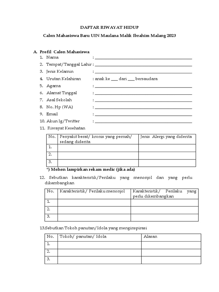 Formulir - DRH - Peserta - 2023 | PDF | Karier & Perkembangan