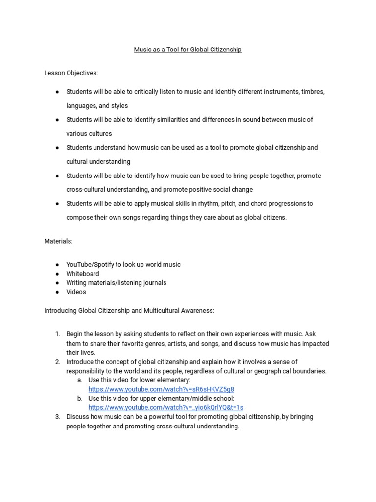 Global Citizenship Lesson | PDF | Citizenship | Cognition