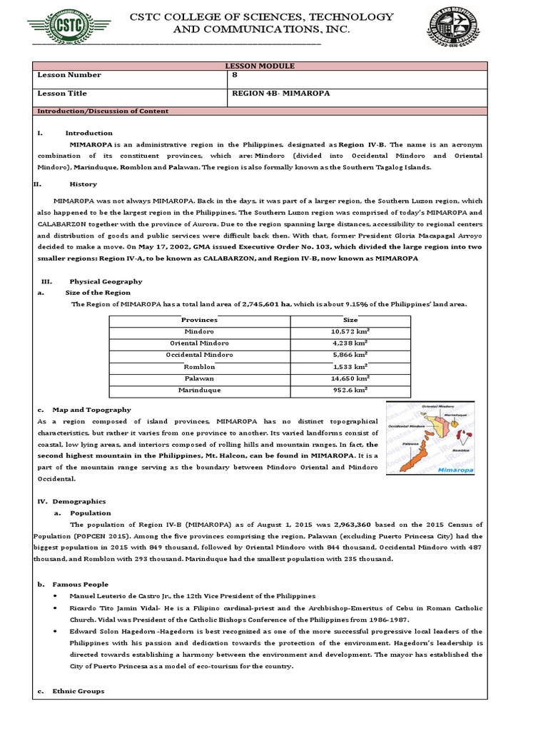 Lesson8. Region 4B | PDF | Travel | Science & Mathematics