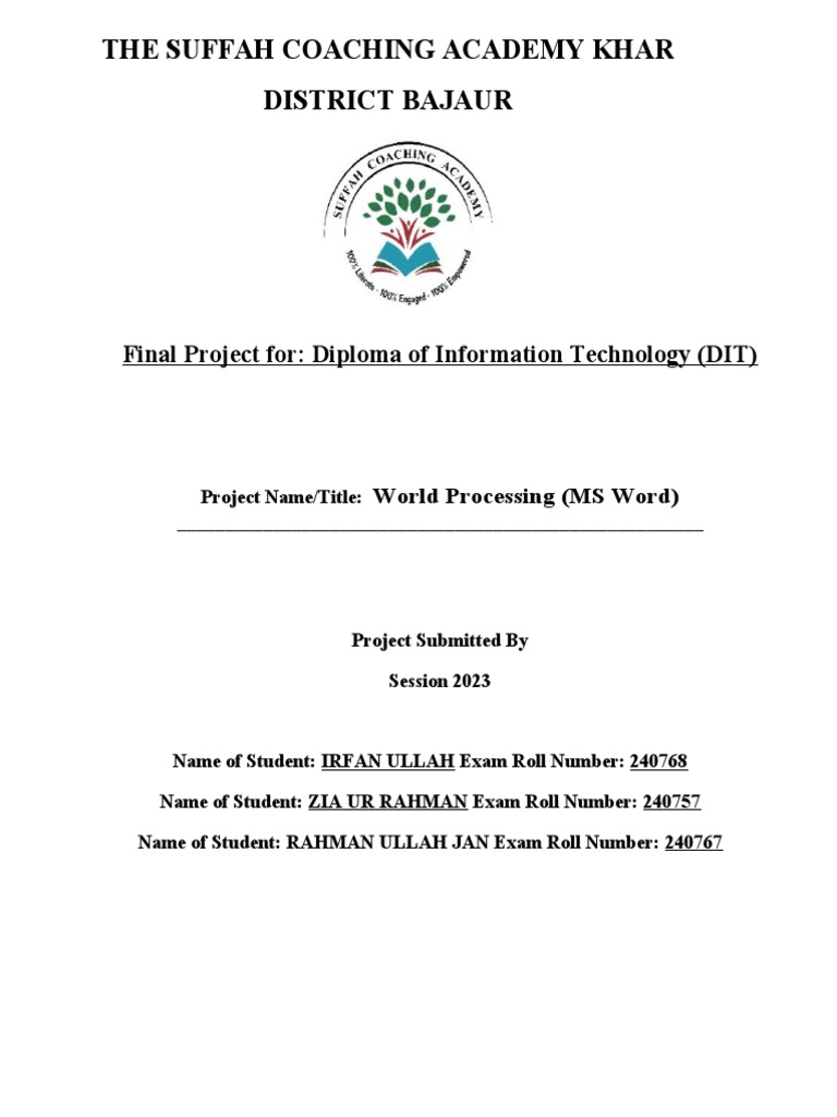 DIT Project Titel Page | PDF | Business | Technology & Engineering