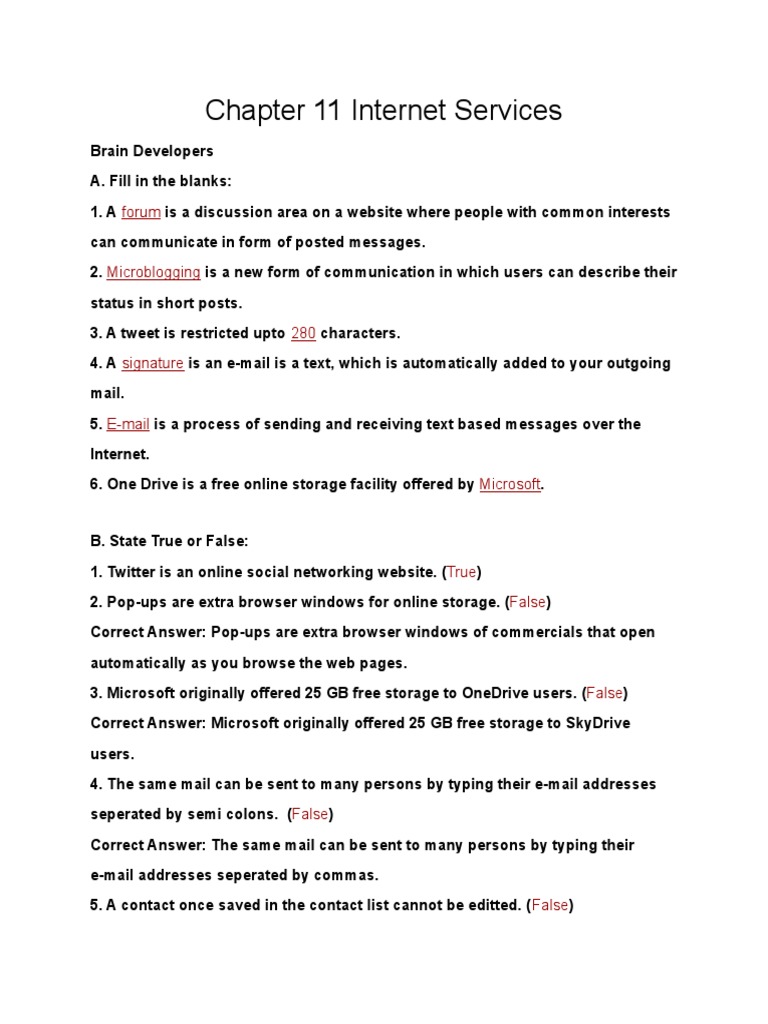 Chapter 11 Internet Services | PDF | Internet | Microblogging