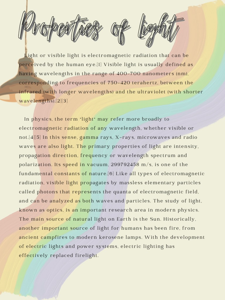 Properties of Light PDF | Download Free PDF | Light | Electromagnetic ...