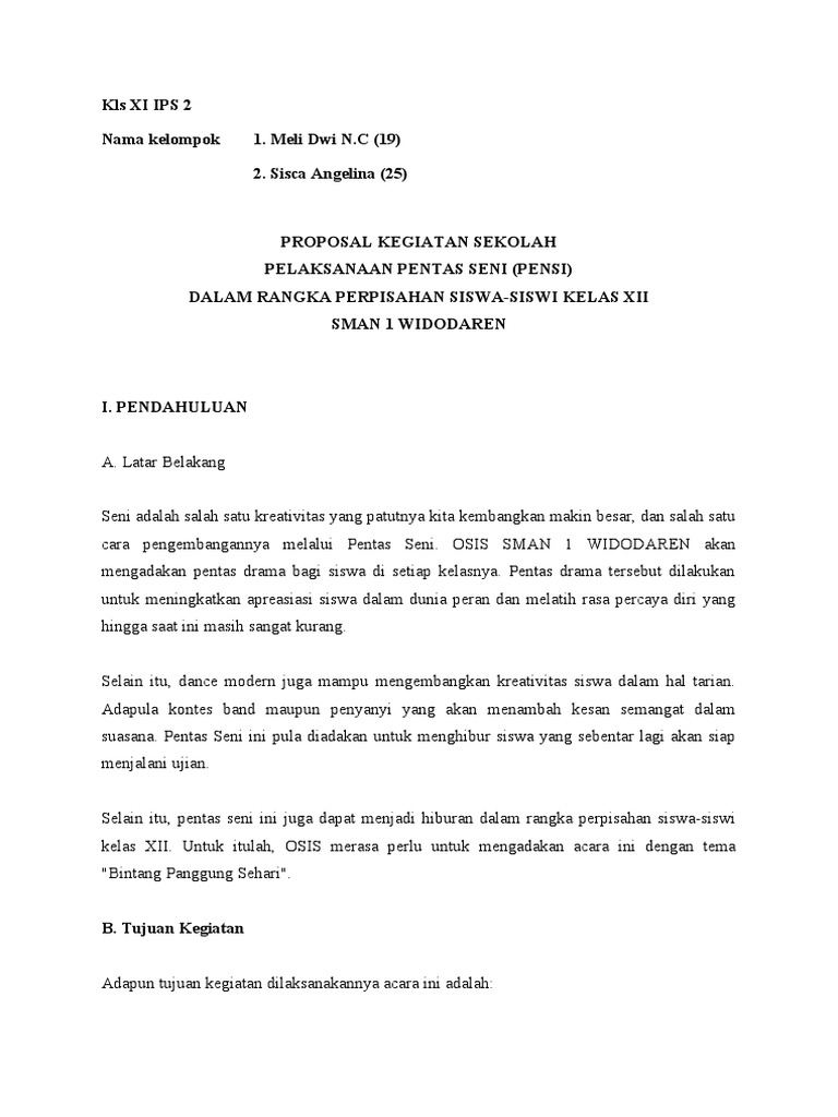 PROPOSAL KEGIATAN SEKOLAH Sma 1 Widodaren | PDF