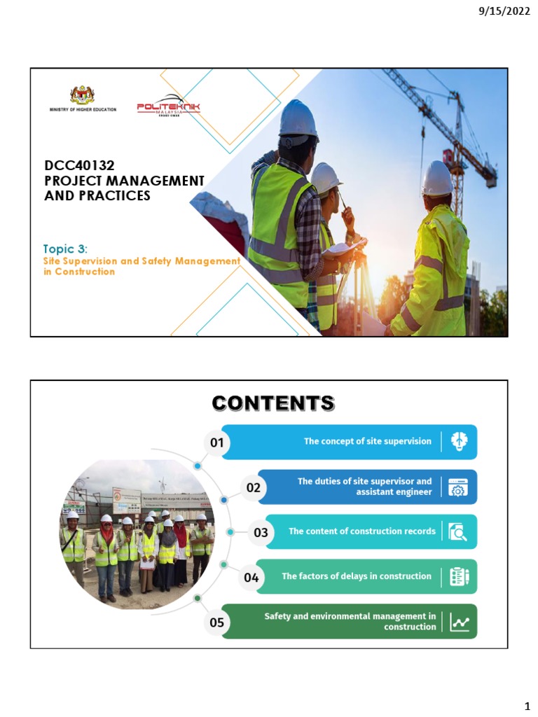 TOPIC 3 Site Supervision and Safety Management in Construction Notes ...