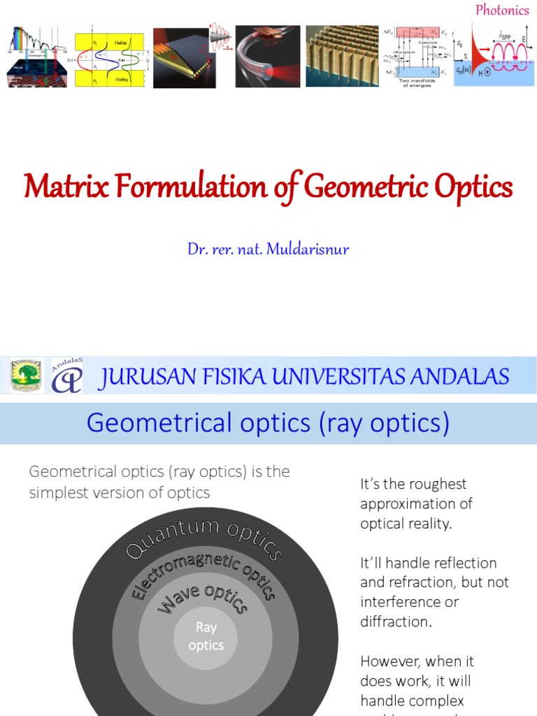 Lecture 4-5 Geometric Optics (Matrix Formulation) PDF | PDF