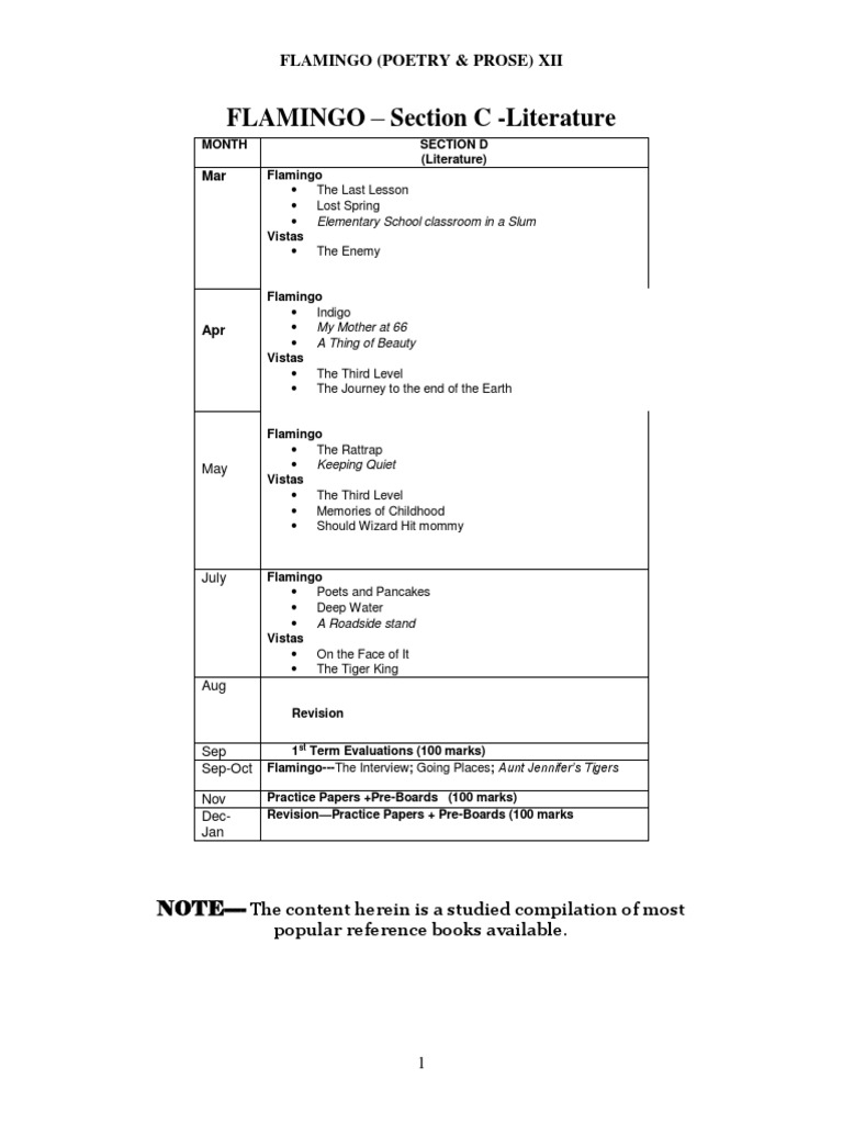 Flamingo - Poems Chapters-1 PDF | PDF | Poetry | Allegory