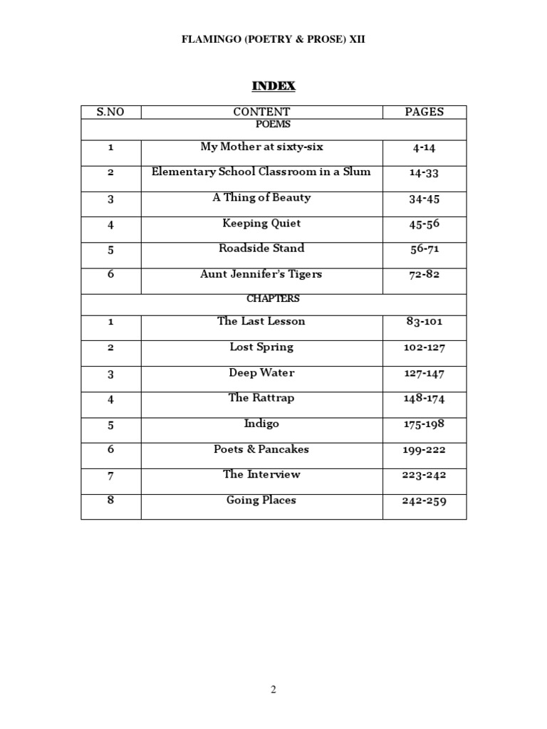 Flamingo - Poems Chapters-1 PDF | PDF