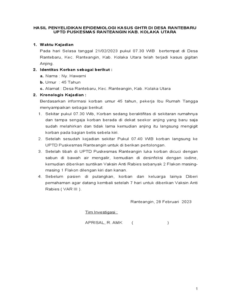 PE - Rabies - UPTD PKM Ranteangin | PDF