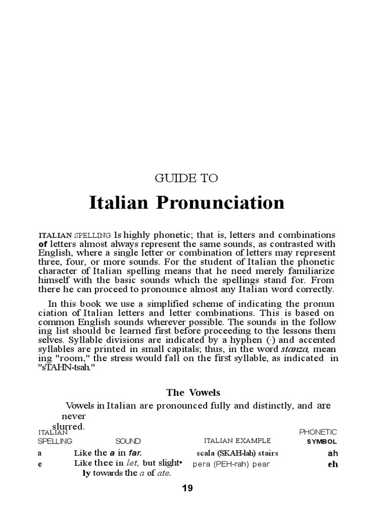 Italian Pronuciations | PDF | Stress (Linguistics) | Syllable