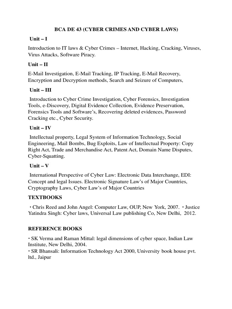 BCA DE 43 Syllabus | PDF | Social Science | Computers