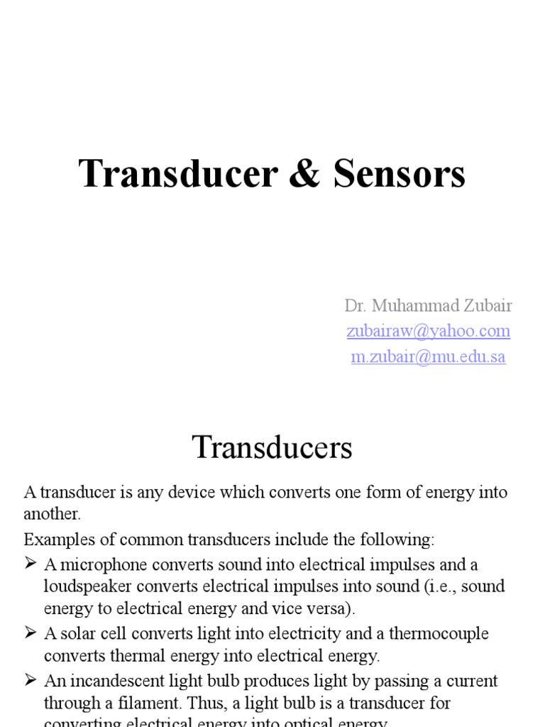Transducer & Sensors | PDF | Sensor | Electrical Resistivity And ...