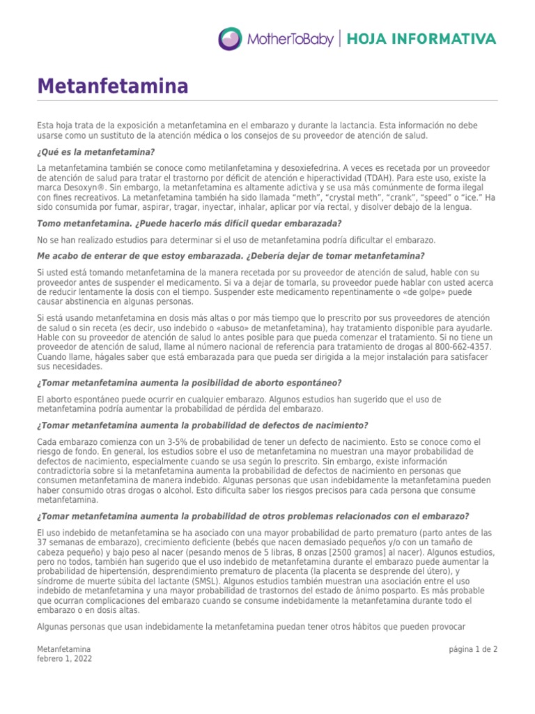 La Metanfetamina | PDF | El embarazo | Amamantamiento