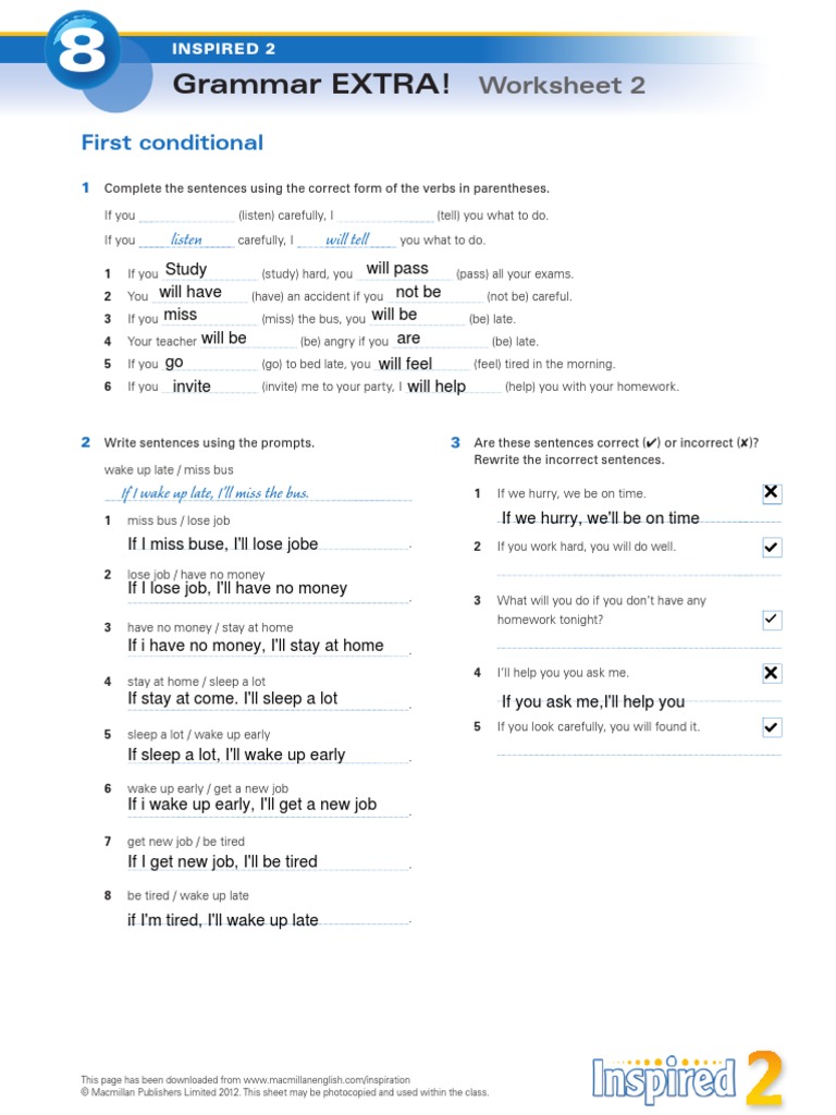Grammar-EXTRA Inspired 2 Unit 8 First Conditional | PDF | Linguistics | Grammar