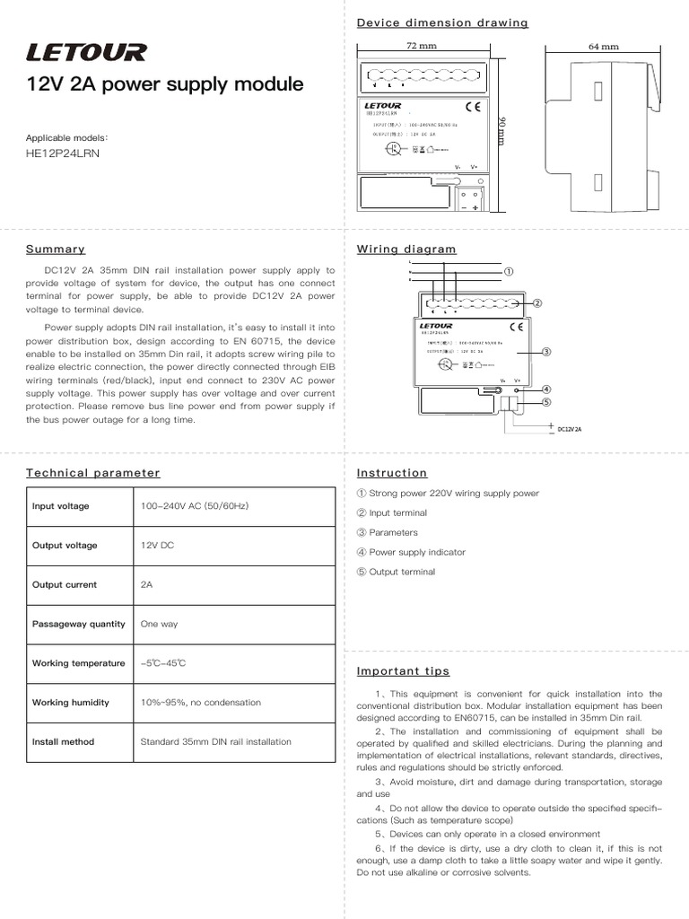 12V Power Supply Manual | PDF | Power Supply | Mains Electricity
