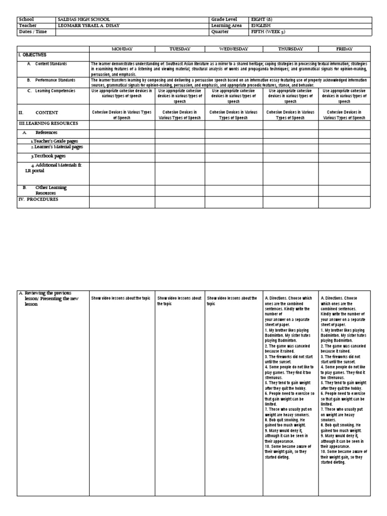 English 8 Quarter 3 Week 5 | PDF | Learning | Persuasion