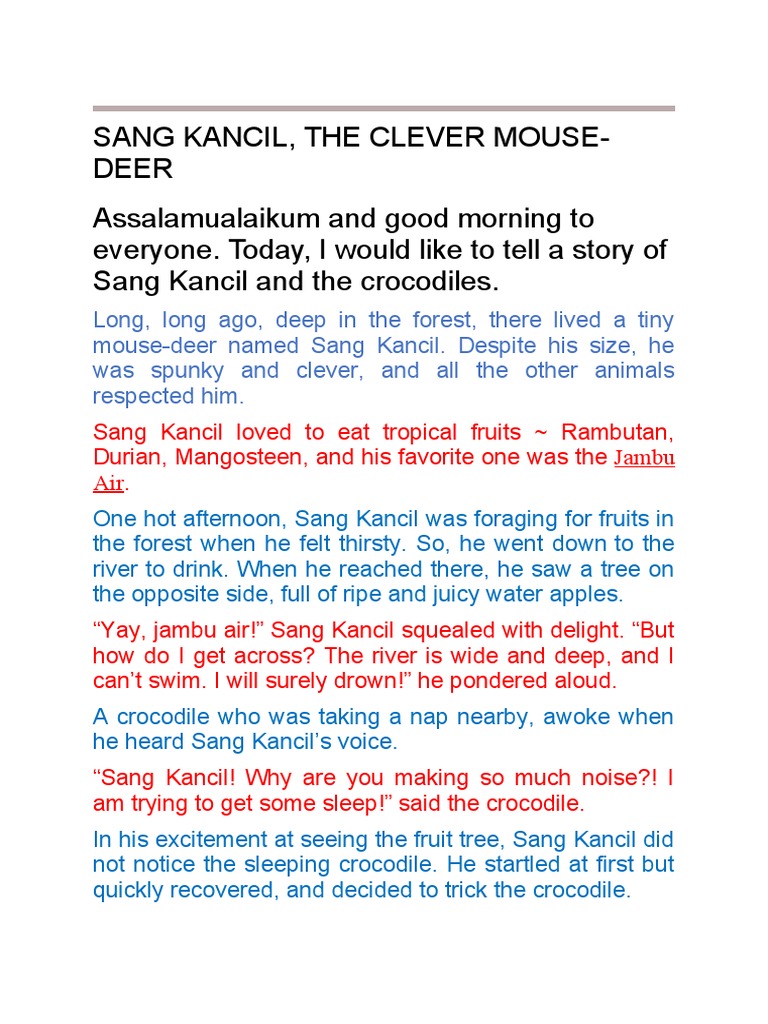 Sang Kancil Story Telling | PDF