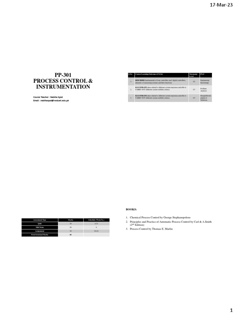 Lecture 1 | PDF | Control Theory | Process Control Lecture 1 | PDF | Control Theory | Process Control