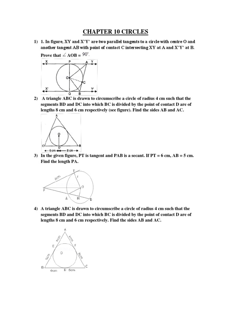 CHAPTER 10 CIRCLES 4 and 5 Marks Class 10 | PDF | Home & Garden