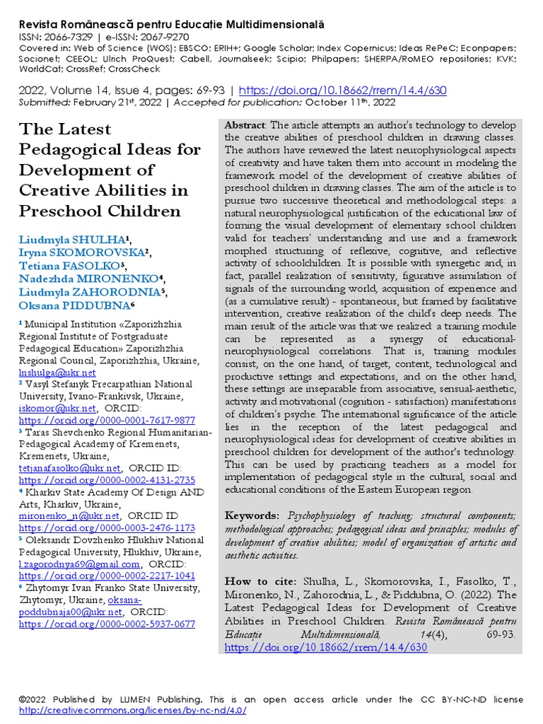 The Latest Pedagogical Ideas For Development of Creative Abilities in ...