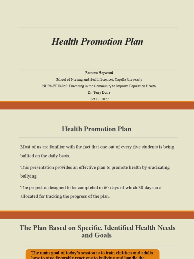 A Health Promotion Plan to Eradicate Bullying Through Educational ...