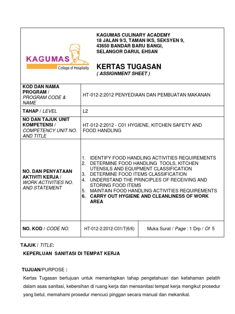 Kertas Tugasan: Program Code & Name | PDF