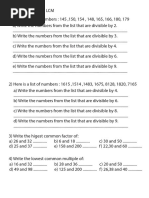 HCF and LCM Class 7th Mathematics Worksheet | PDF | Algebra | Discrete ...