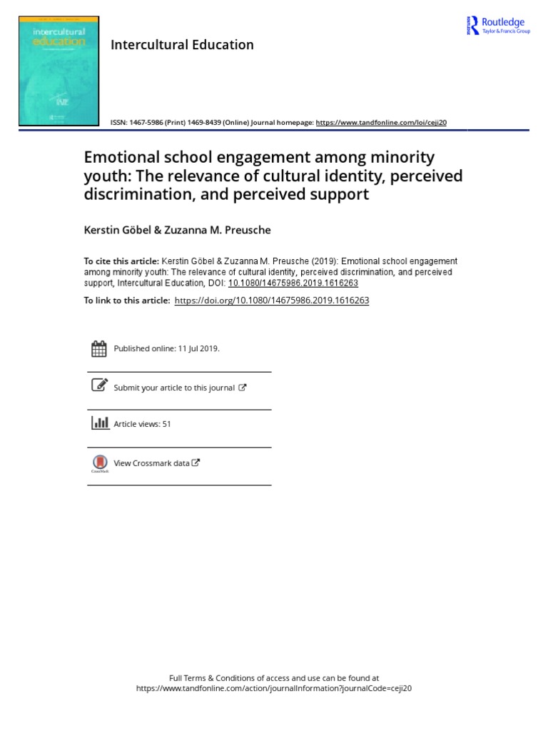 Emotional School Engagement Among Minority Youth The Relevance of ...