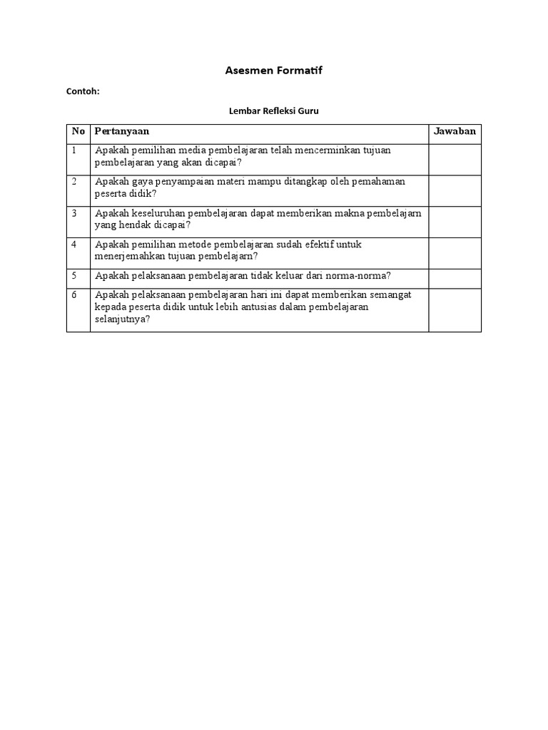 Contoh Asesmen Formatif | PDF