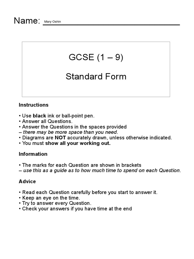 Standard Form | PDF | Speed | Physical Sciences