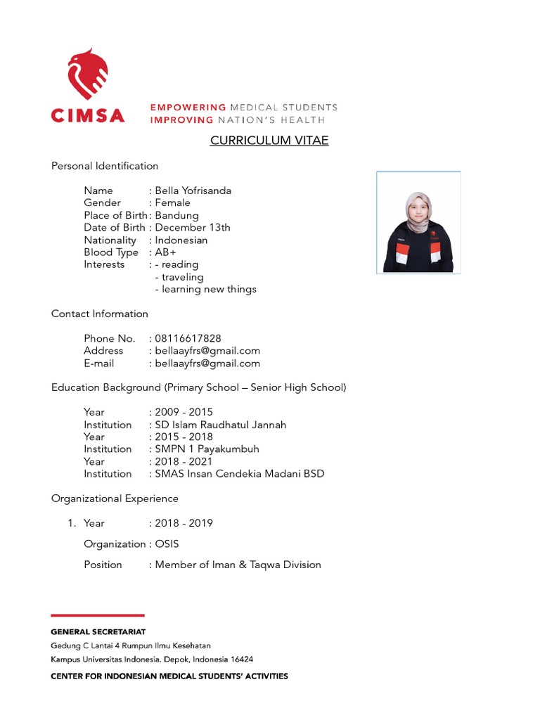 Bella Yofrisanda CV+Motlet May Meeting PDF | PDF