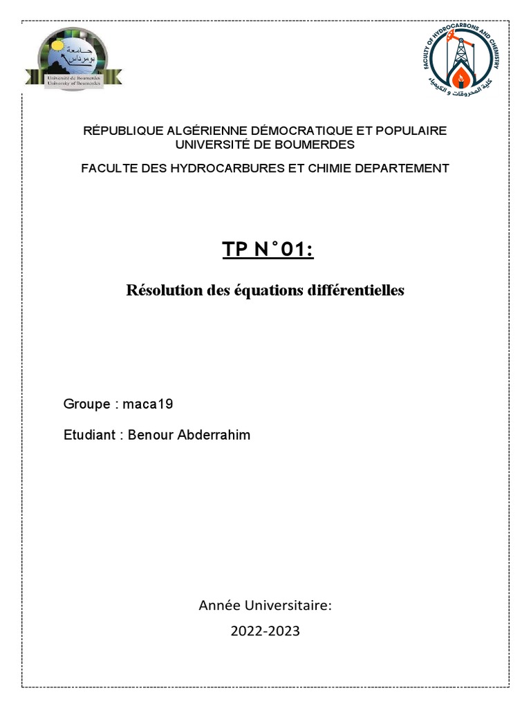 TP 01 | PDF | Équations | Analyse numérique