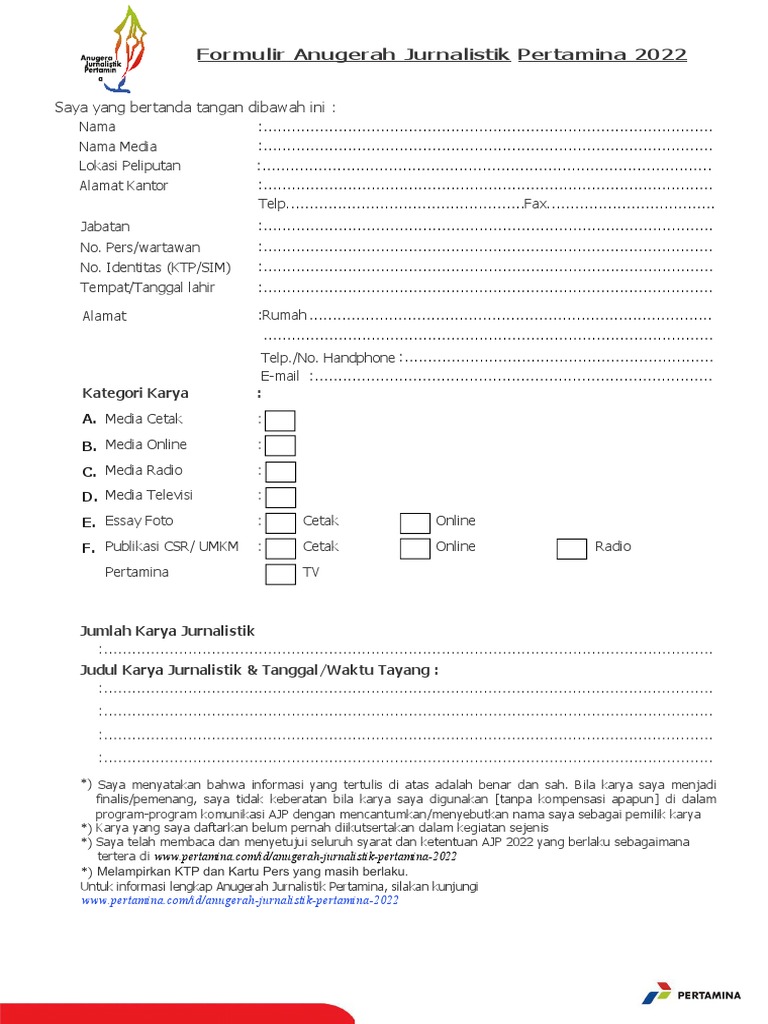 Formulir Peserta AJP 2022 | PDF