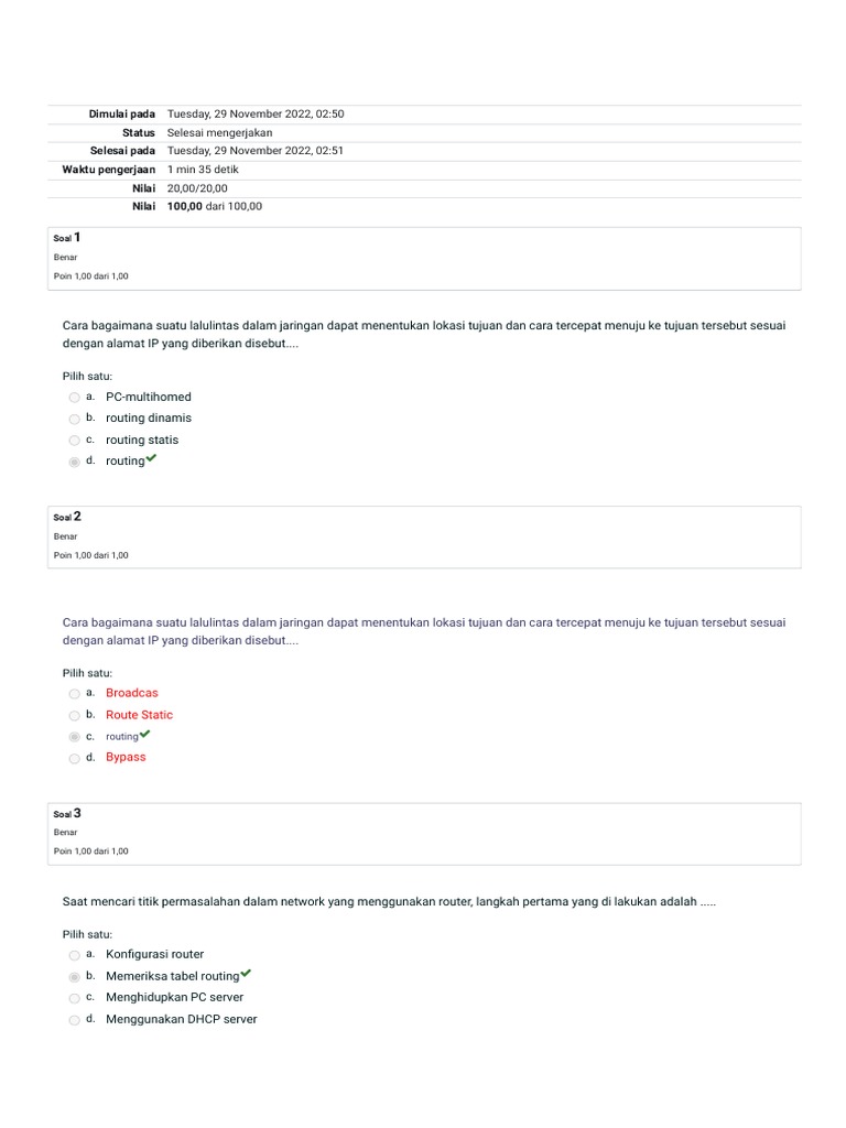 Kumpulan Soal Routing - Ulasan Hasil Pengerjaan Kuis PDF | PDF | Teknologi & Rekayasa